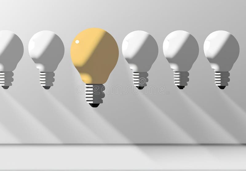 Think Different Concept One Glowing Light Bulb Stock Illustration ...