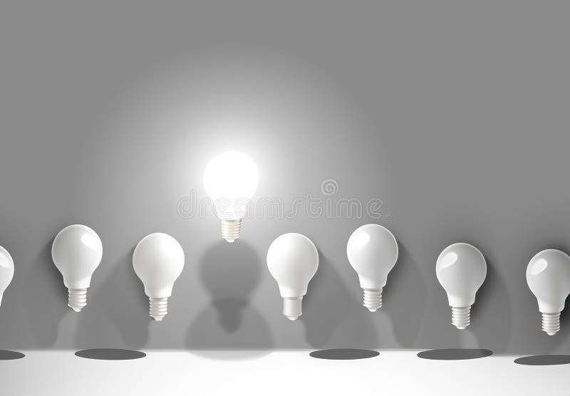 Think Different Concept One Glowing Light Bulb Stock Illustration ...