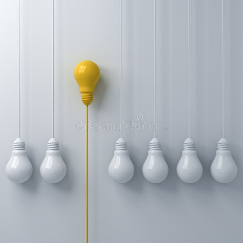 Think Different Concept , One Yellow Idea Bulb Standing Out From The ...