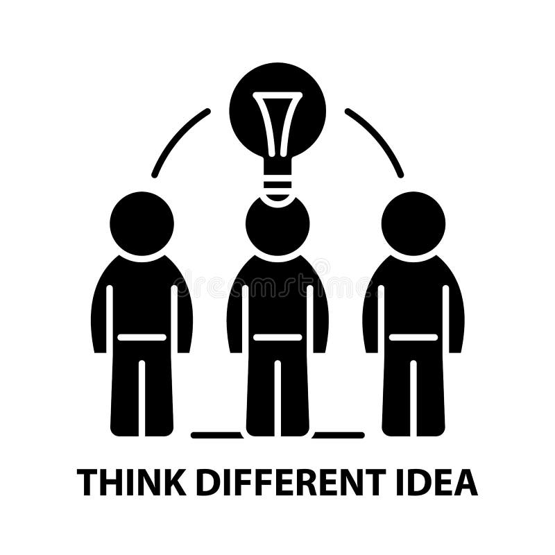 Think Different Idea Icon, Black Vector Sign with Editable Strokes ...