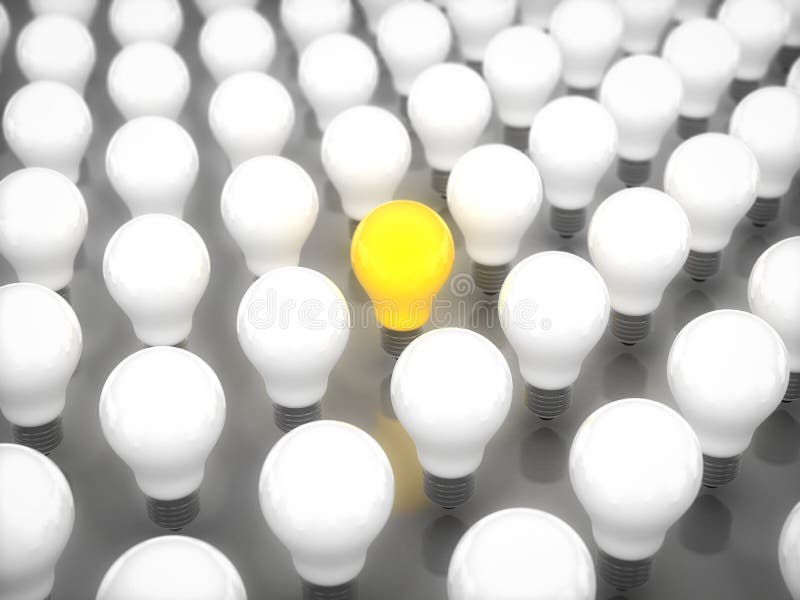 Think Different Light Bulbs Stock Illustration - Illustration of ...
