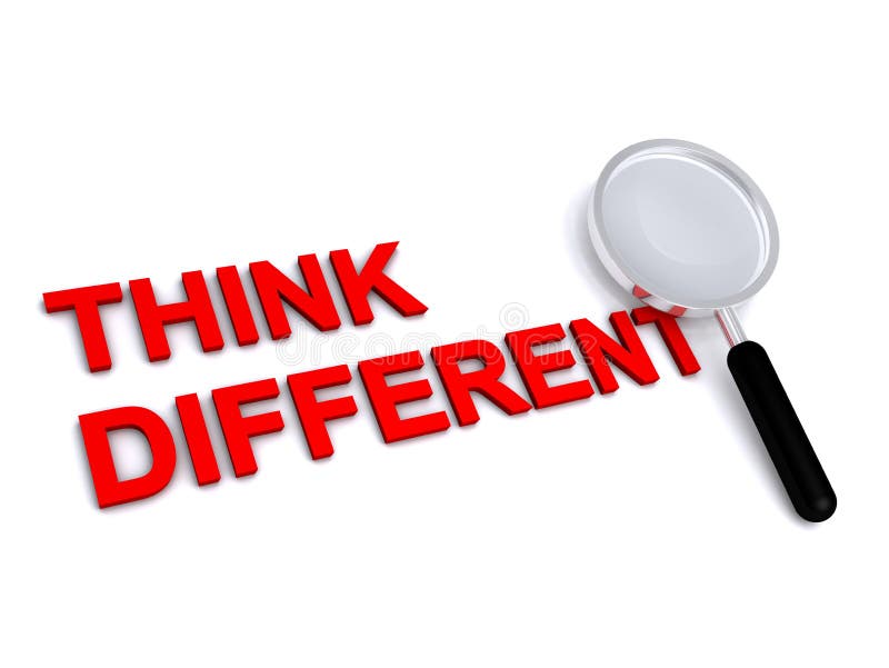 Think Different with Magnifying Glass on White Stock Image - Image of ...