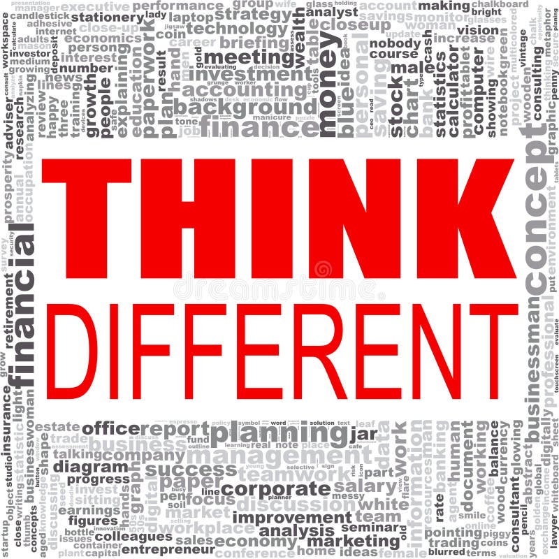 Think different word cloud stock illustration. Illustration of mind ...