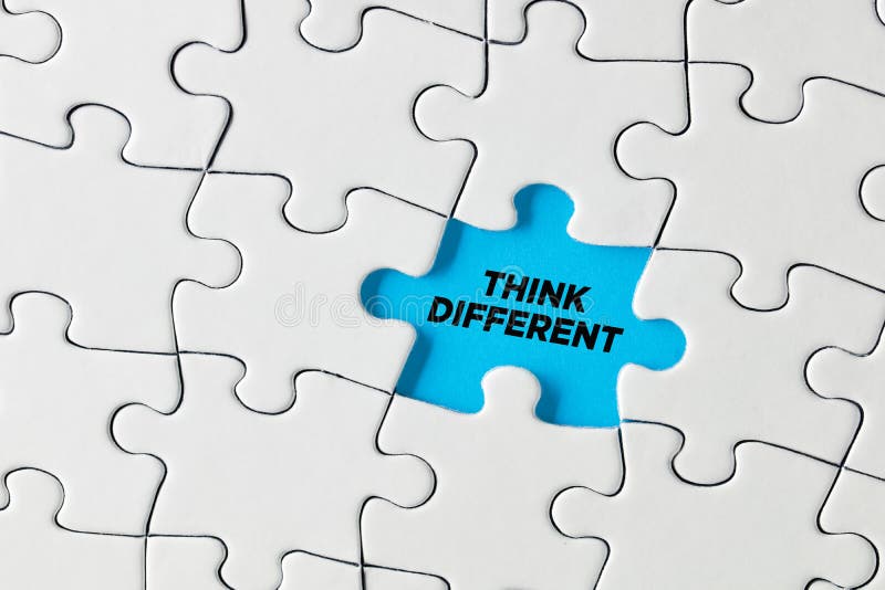 Think Different Written on Blue Missing Puzzle Piece. Creative Thinking ...