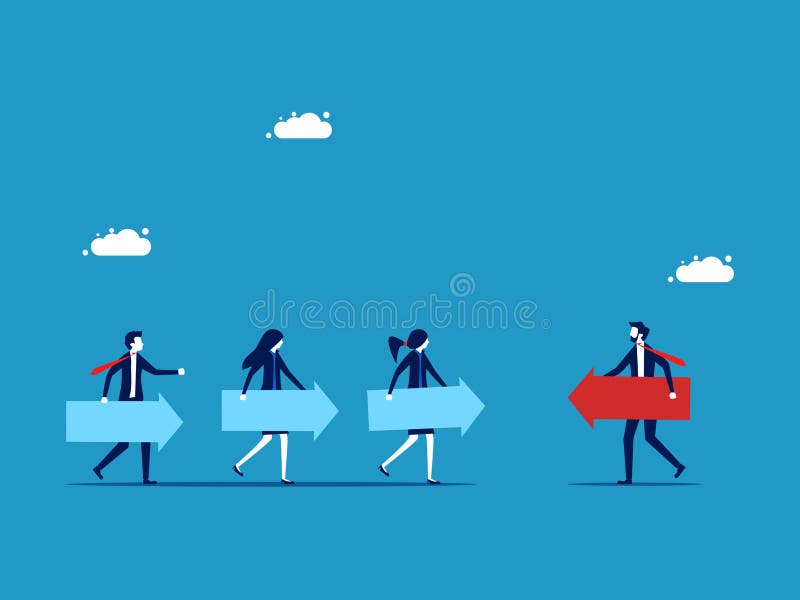 Think Differently in Business. Businessman Holding Arrow Pointing ...