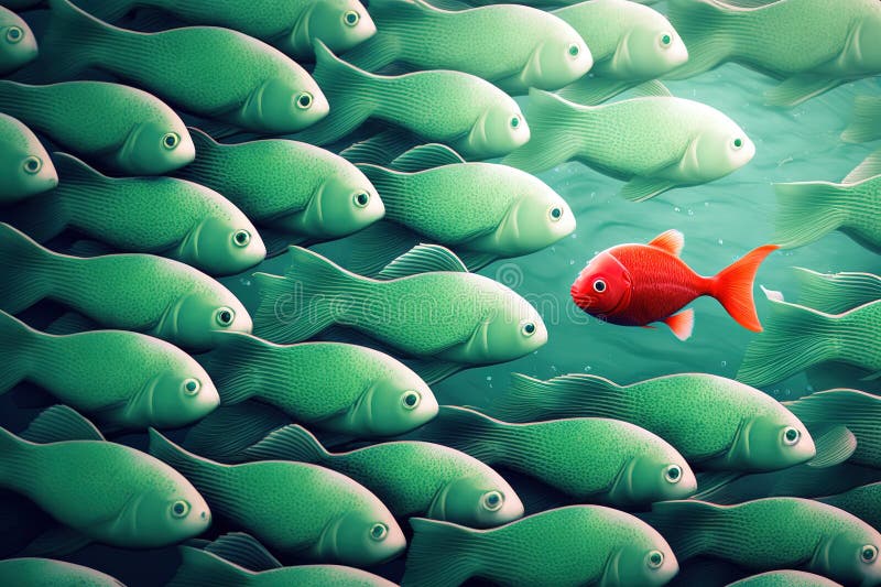 Fish Swimming Opposite Direction Stock Illustrations – 115 Fish ...