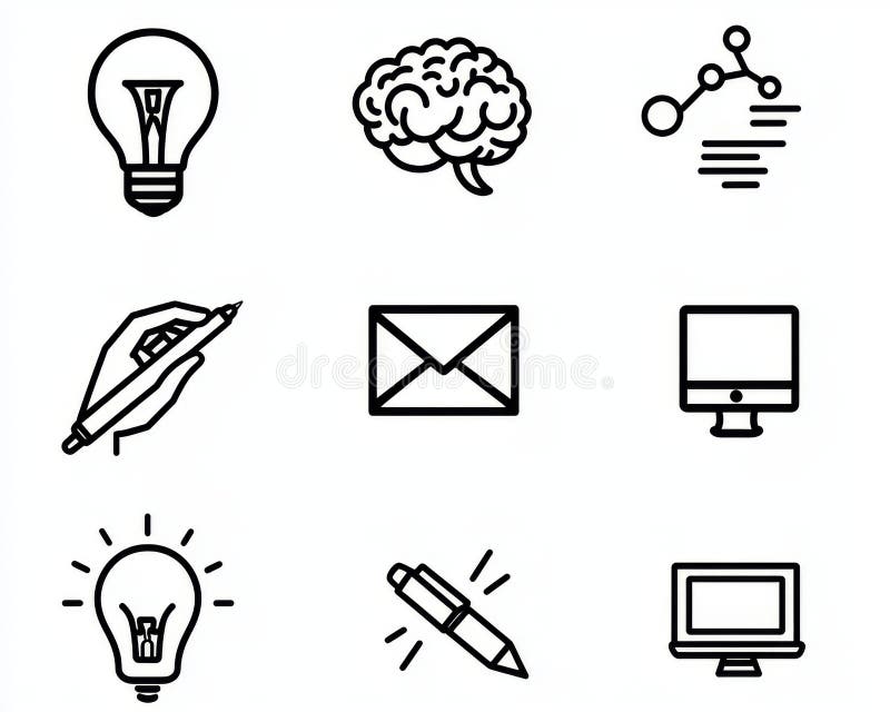 Think, Draw, Work, and Educate are among the Creative Icons Stock ...