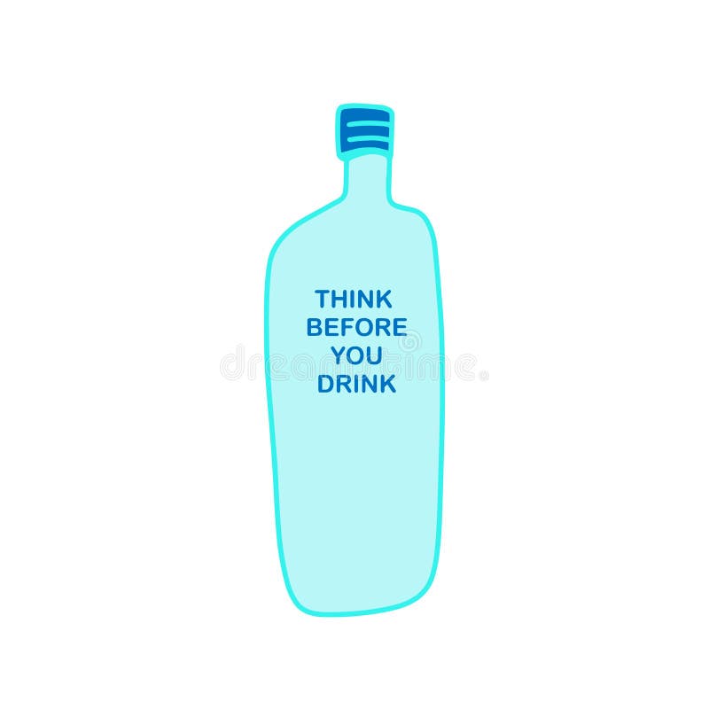 Think before Drink Hand Drawn Vector Illustration in Cartoon Comic ...