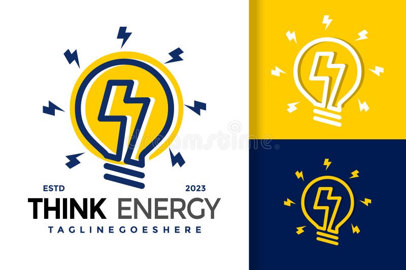 Think Energy Bulb Lamp Thunder Bolt Logo Stock Vector - Illustration of ...