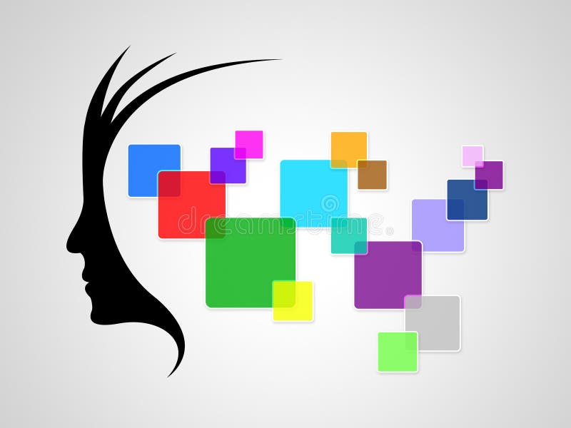 Think Face Means Eyes Consider and Concept Stock Illustration ...