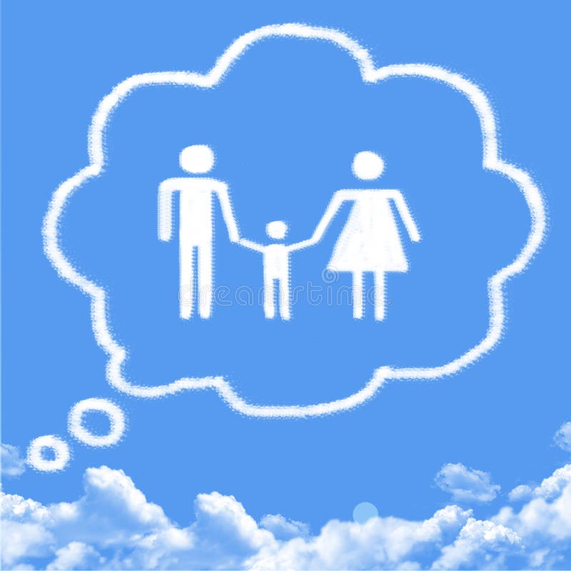Think family cloud shape stock illustration. Illustration of little ...