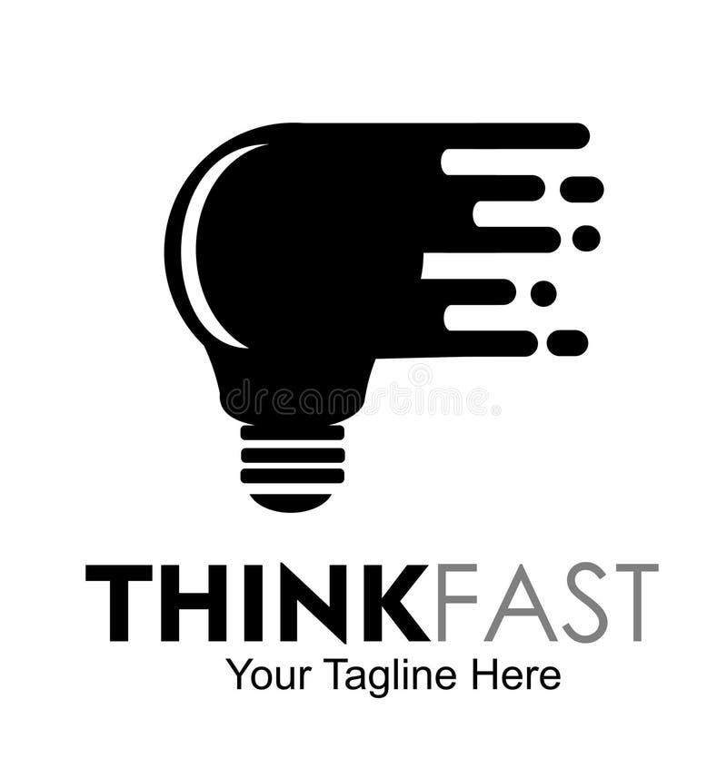 Think Fast Logo Design Concept with Bulb Icon Vector Stock Illustration ...