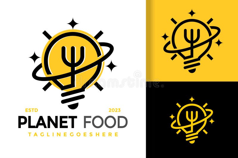 Think Food Fork Bulb Lamp Idea Logo Stock Vector - Illustration of ...