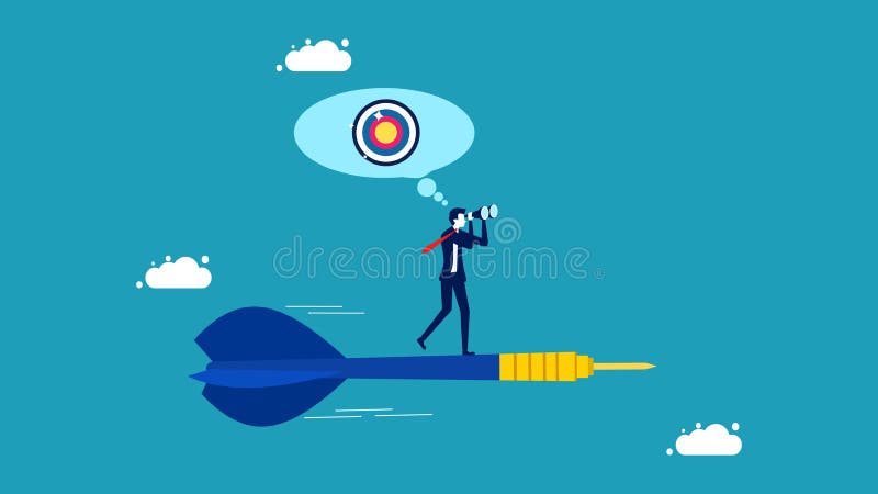 Think of the Goal. Businessman Looking through Binoculars Flying ...
