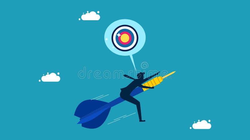 Think about Goals. Businessman Flying Darts Towards the Target Stock ...