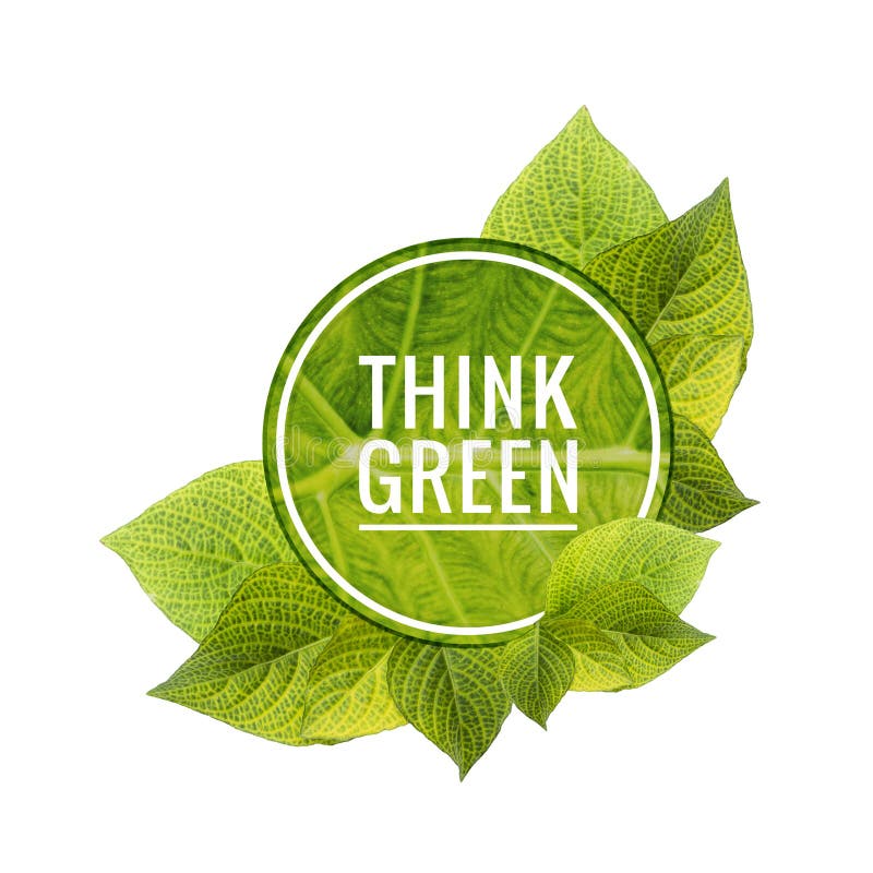 Go Green and Think Green Logo with Natural Green Leaf Pattern on White ...