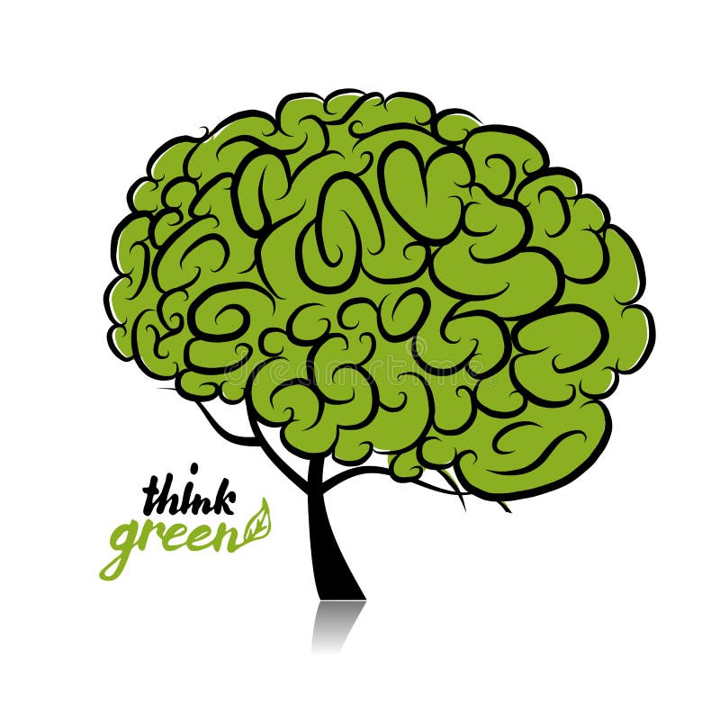 Think Green. Brain Tree Concept for Your Design Stock Vector ...