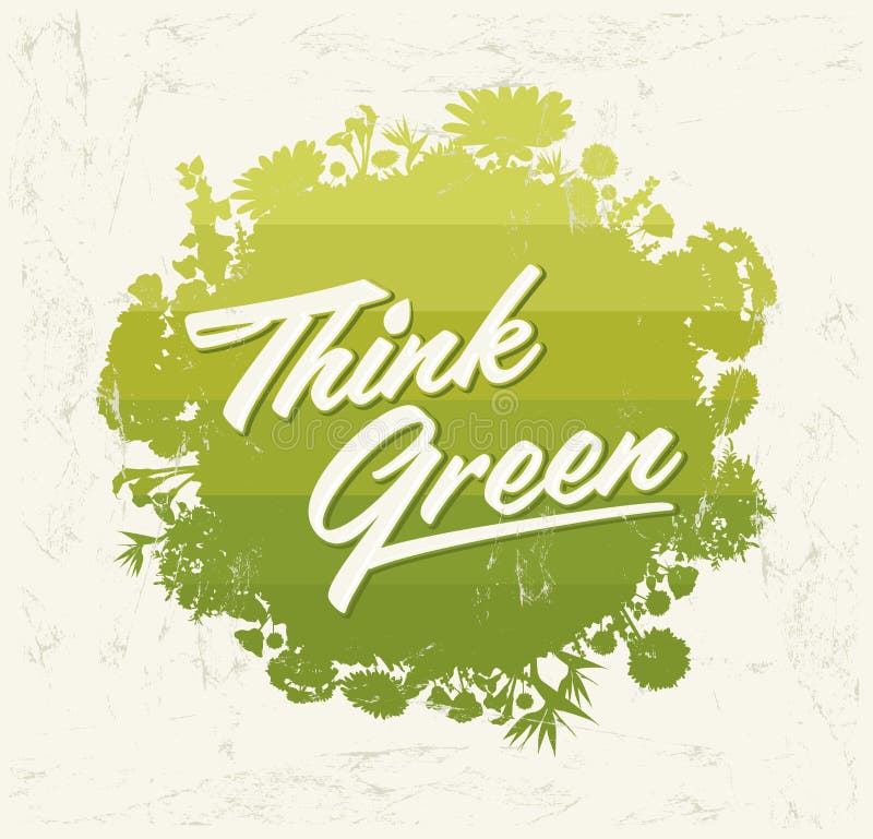 Think Green Earth Button/eps Stock Vector - Illustration of icons, clip ...