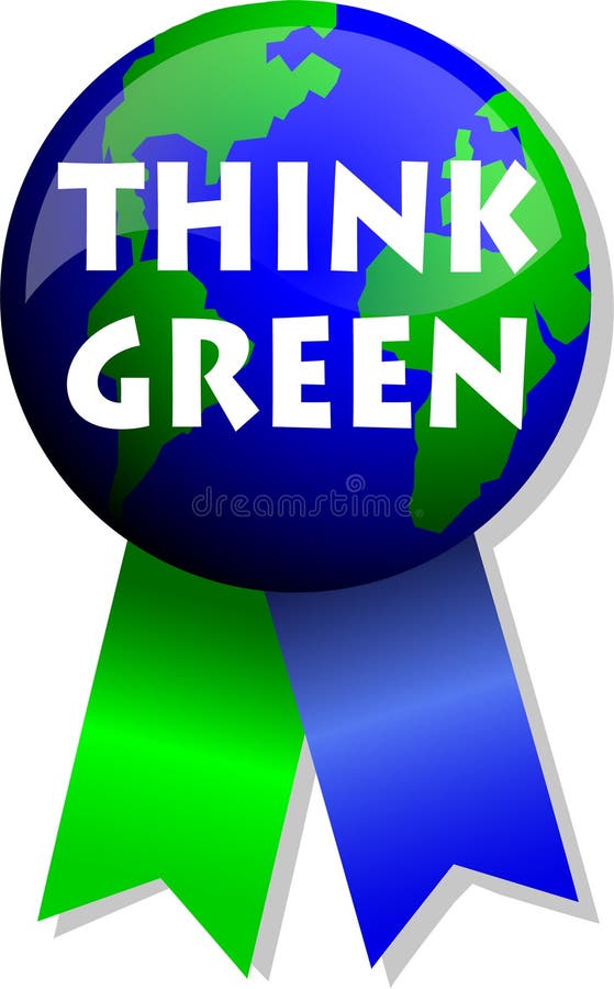 Think Green Earth Button/eps Stock Vector - Illustration of icons, clip ...