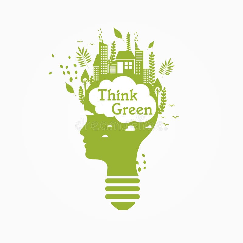 Think Green Ecologic Vector Design Stock Vector - Illustration of ...