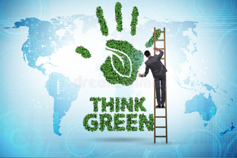 Think Green Ecological Concept with Businessman Stock Photo - Image of ...