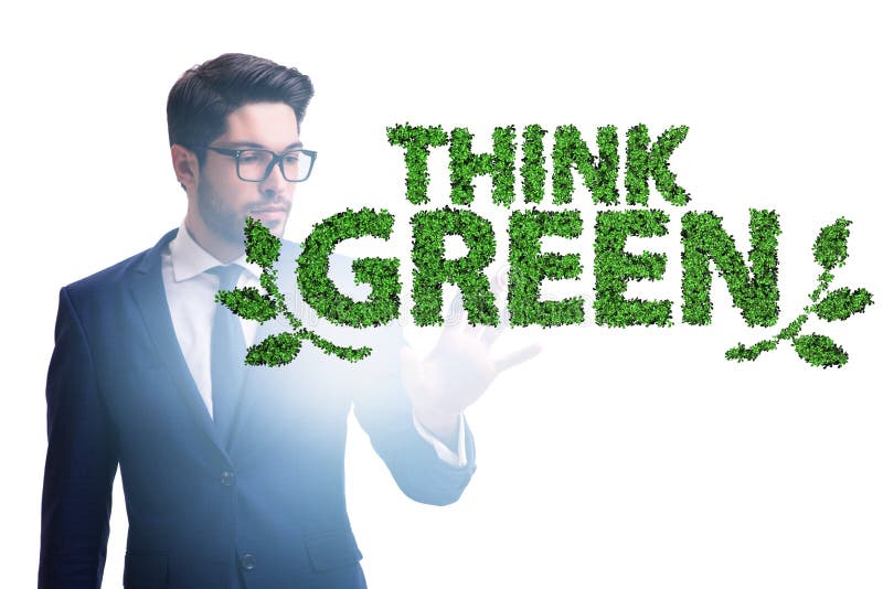 Think Green Ecological Concept with Businessman Stock Photo - Image of ...