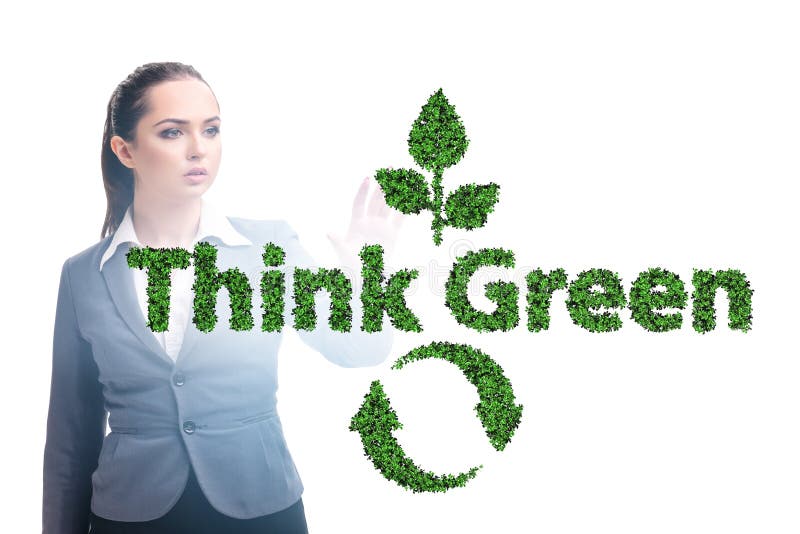 Think Green Ecological Concept with Businesswoman Stock Image - Image ...