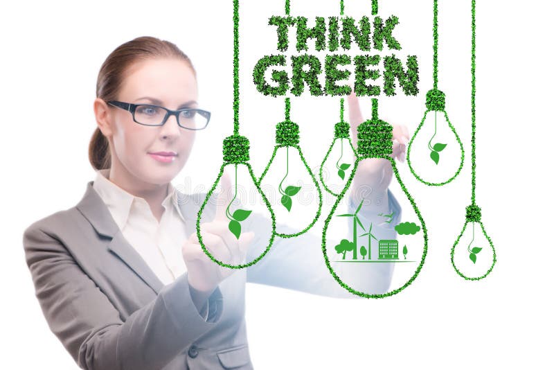 Think Green Ecological Concept with Businesswoman Stock Image - Image ...