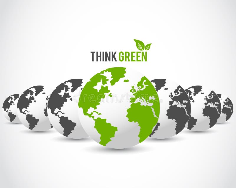 Think Green Planet Earth Icon Stock Illustration - Illustration of ...