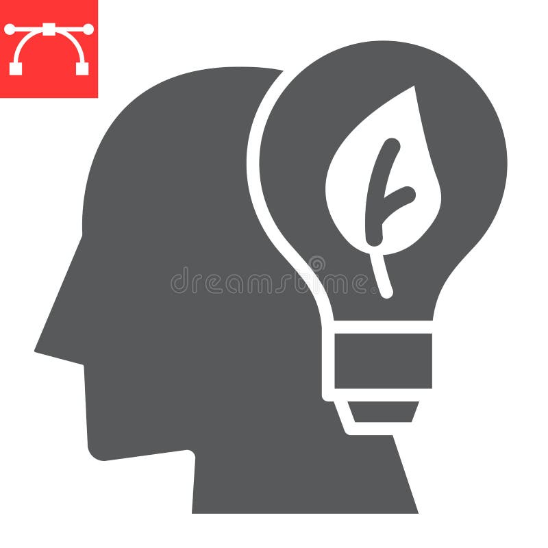 Think Green Glyph Icon, Nature and Ecology, Green Thinking Sign Vector ...