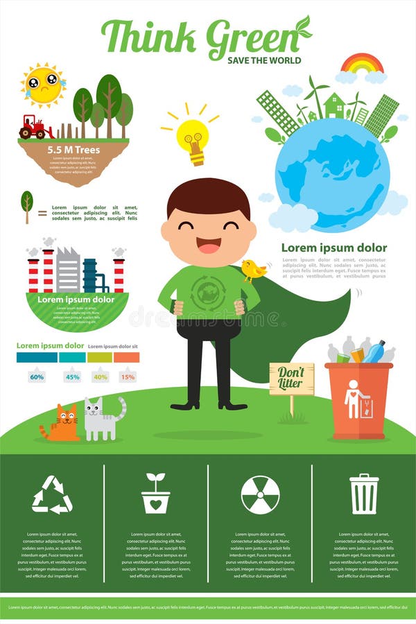 Think green infographic stock vector. Illustration of dirty - 92000253