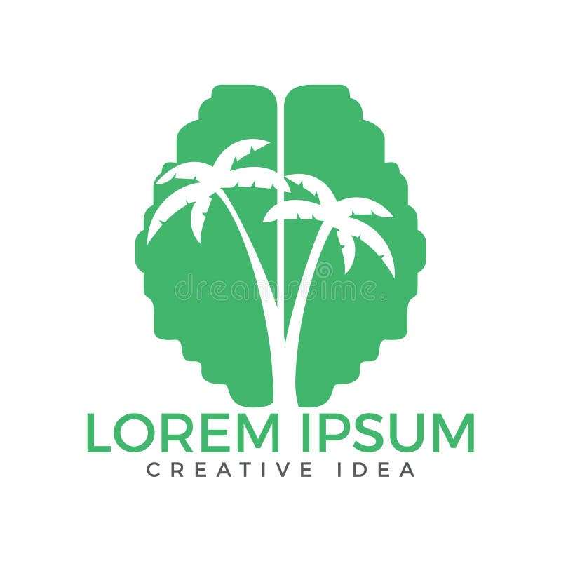 Green Brain Tree Vector Logo Design. Stock Vector - Illustration of ...