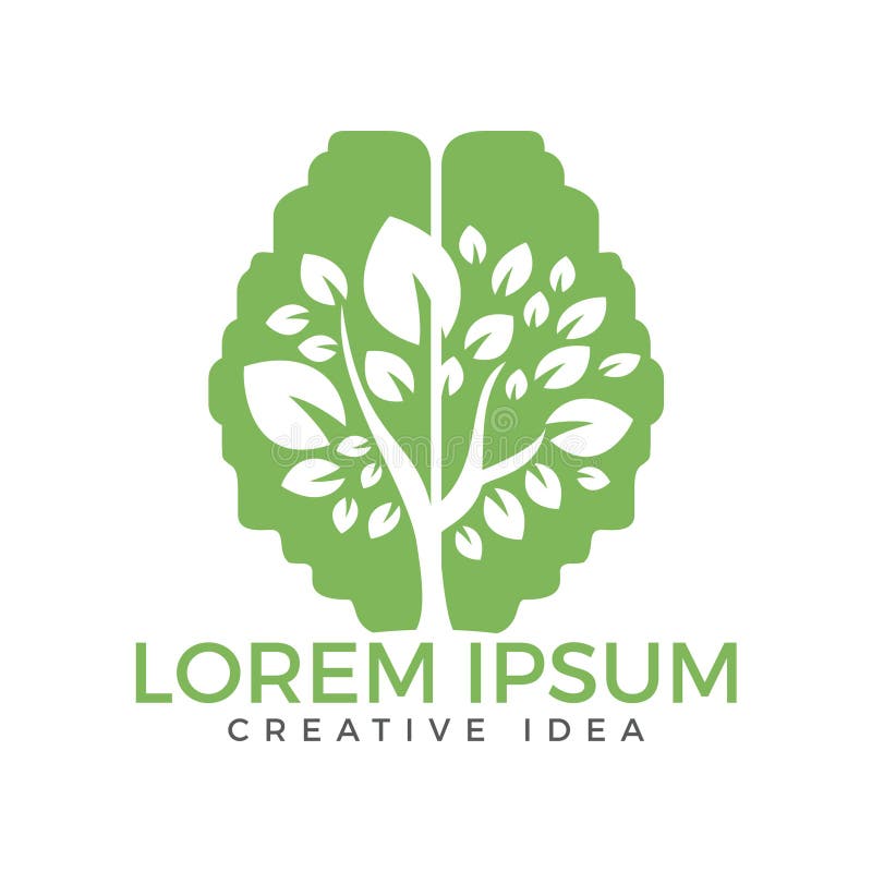 Green Plant and Brain Logo Design. Stock Vector - Illustration of ...