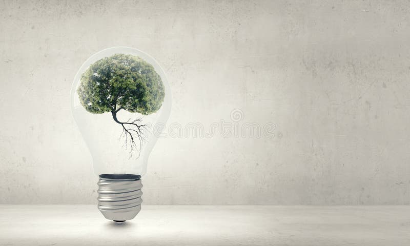 Think green stock photo. Image of creative, tree, lamp - 50695570