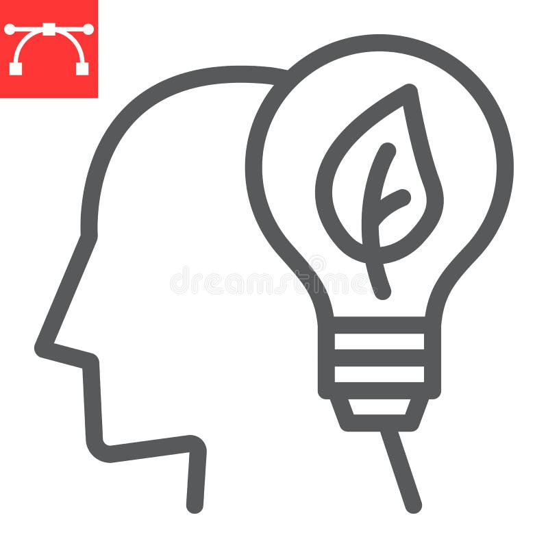 Think Green Line Icon, Nature and Ecology, Green Thinking Sign Vector ...