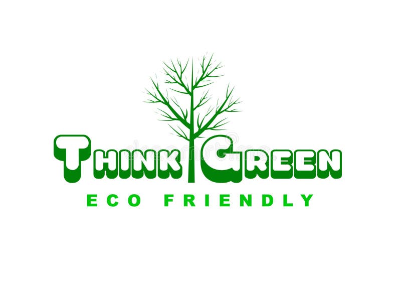 Think Green Logo Design Illustration, Save Nature, Ecology Concept ...