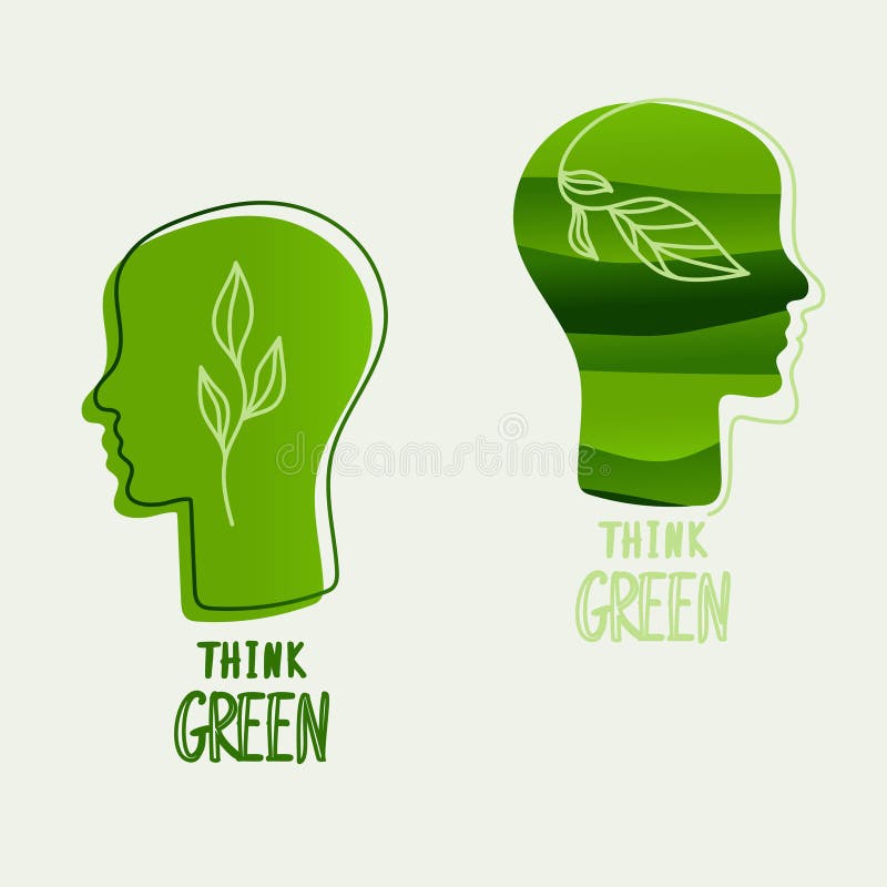 Think Green Logo. Ecologicaly Concept Vector Illustration, Isolated ...