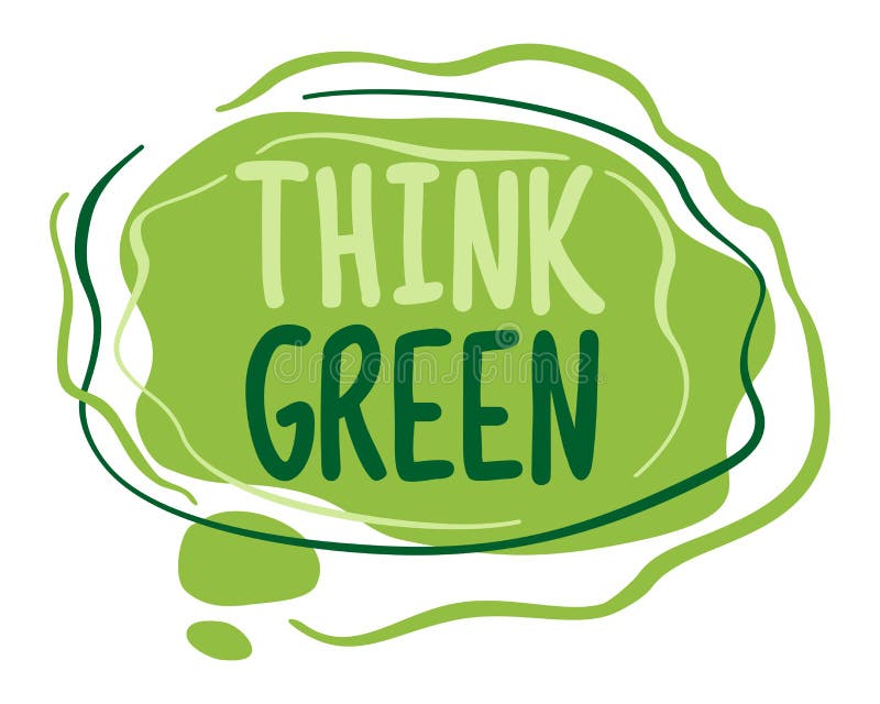 Think Green Quote in Drawn Doodle Decoration Stock Vector ...