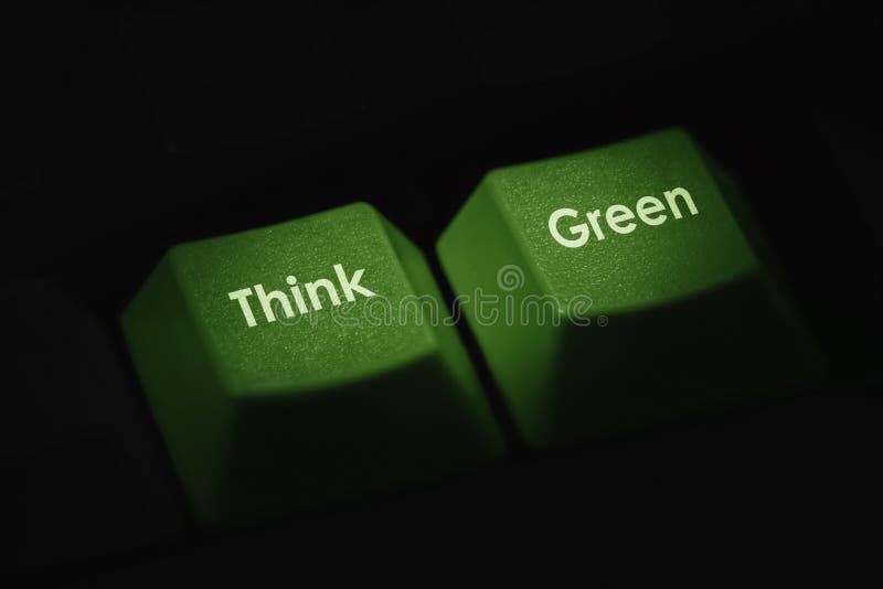 Think Green Words on Green Button Keyboard Stock Image - Image of ...