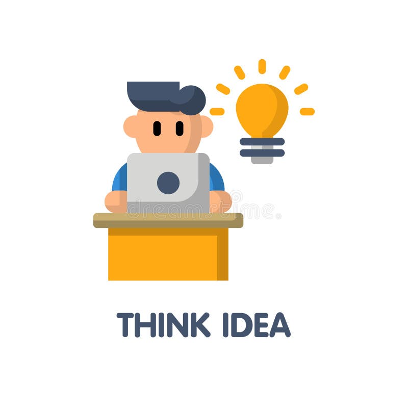 Think Idea Flat Icon Style Design Illustration on White Background ...