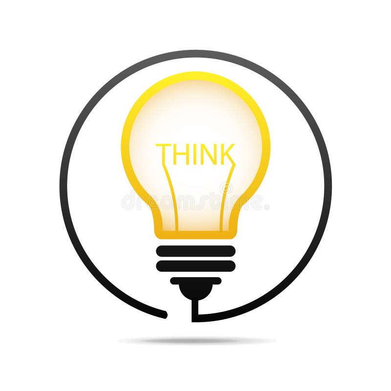 Think Idea Light Bulb Vector Icon on White Background Stock ...