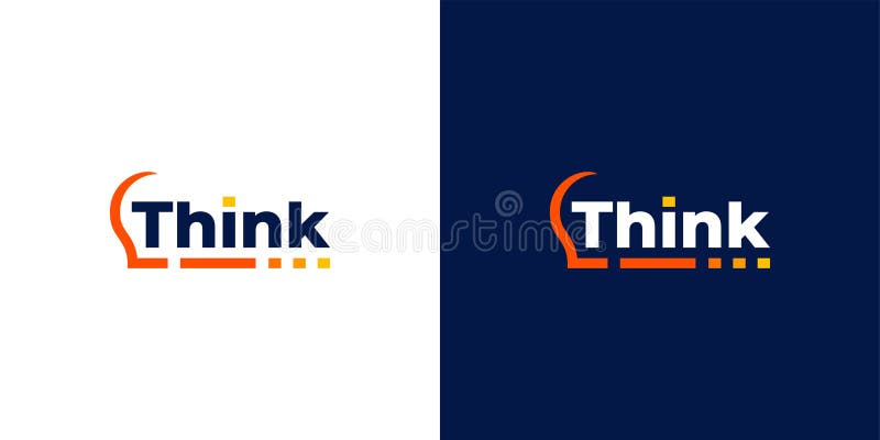 Simple Think Logo. Wordmark Think and Lamp, Lightbulb with Modern Style ...