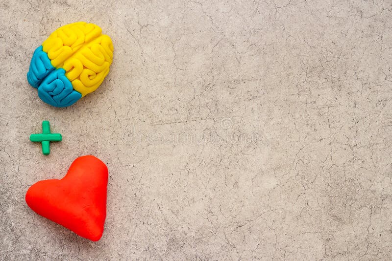 Think with Love - Heart and Brain Concept, Top View Stock Image - Image ...