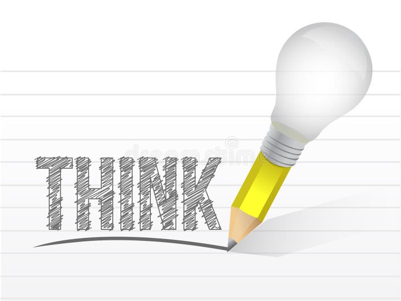 Think Message Written with a Light Bulb Pencil. Stock Illustration ...