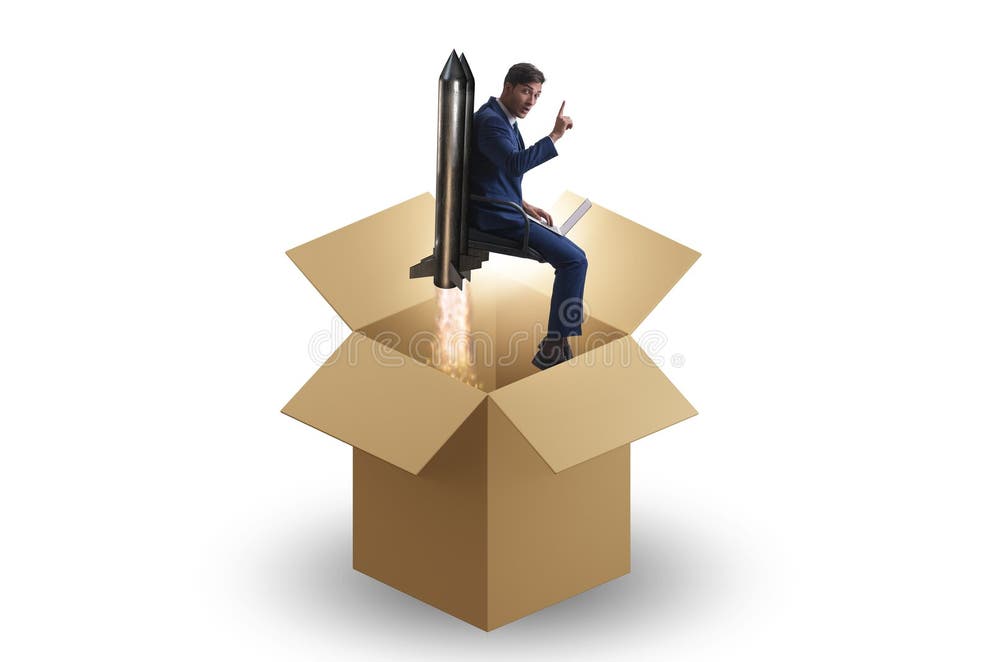 Think Out of Box Concept with Businessman Stock Image - Image of growth ...