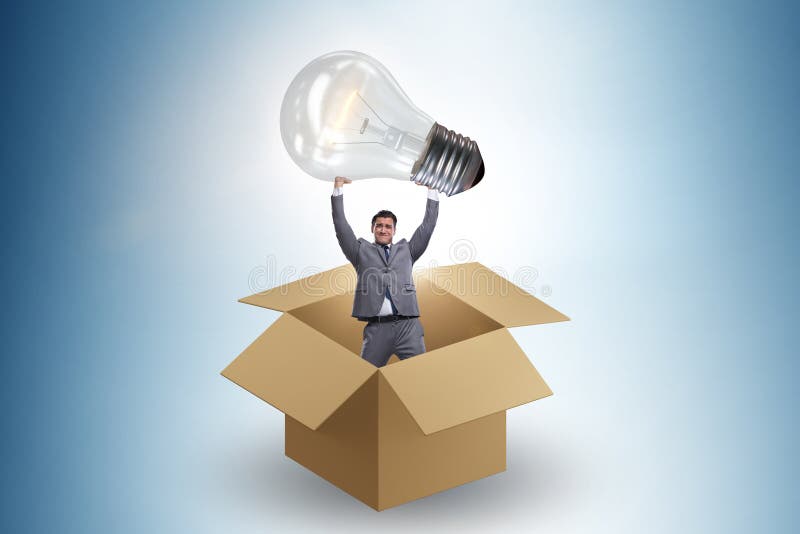 Think Out of Box Concept with Businessman Stock Photo - Image of work ...