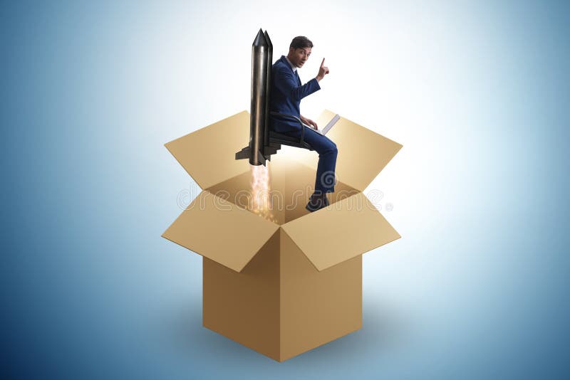 Think Out of Box Concept with Businessman Stock Photo - Image of ...