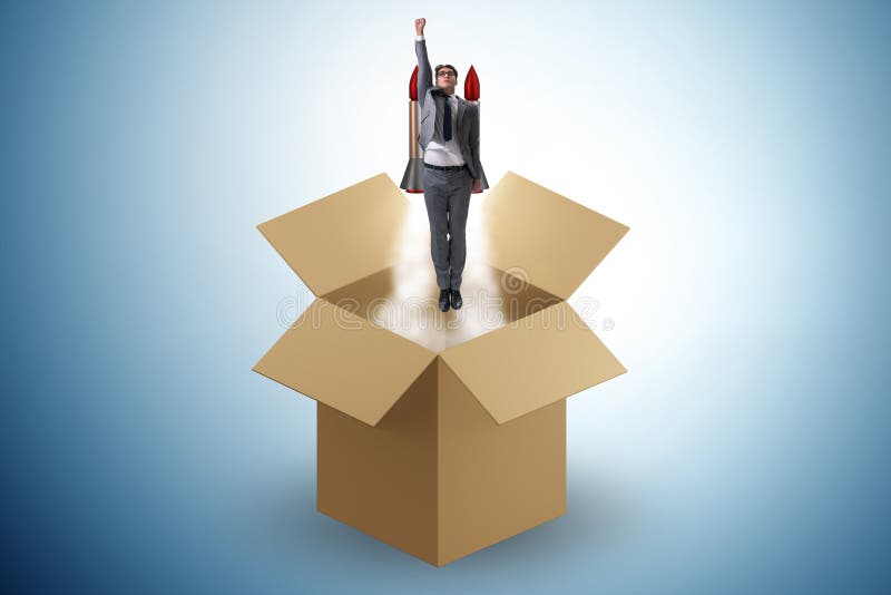 Think Out of Box Concept with Businessman Stock Image - Image of ...