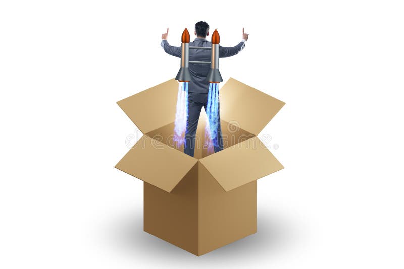Think Out of Box Concept with Businessman Stock Image - Image of ...