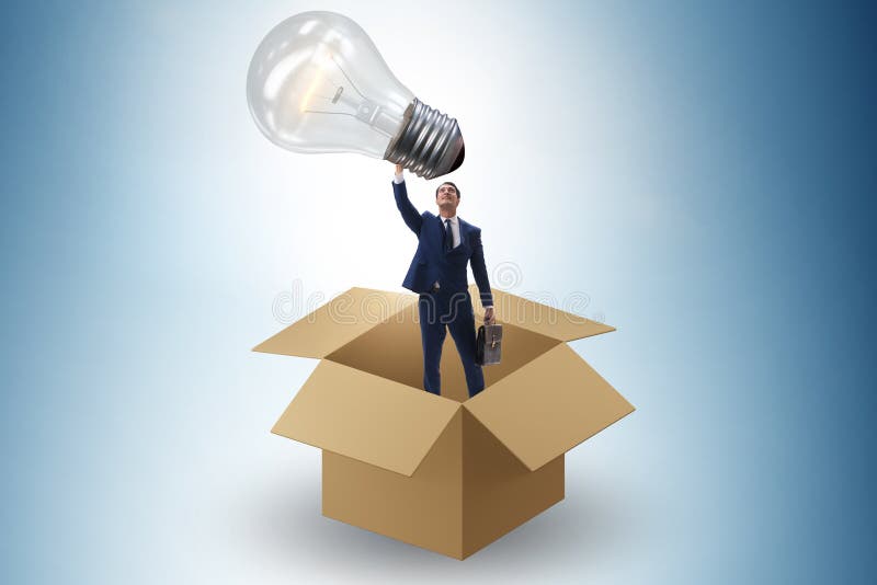 Think Out of Box Concept with Businessman Stock Illustration ...